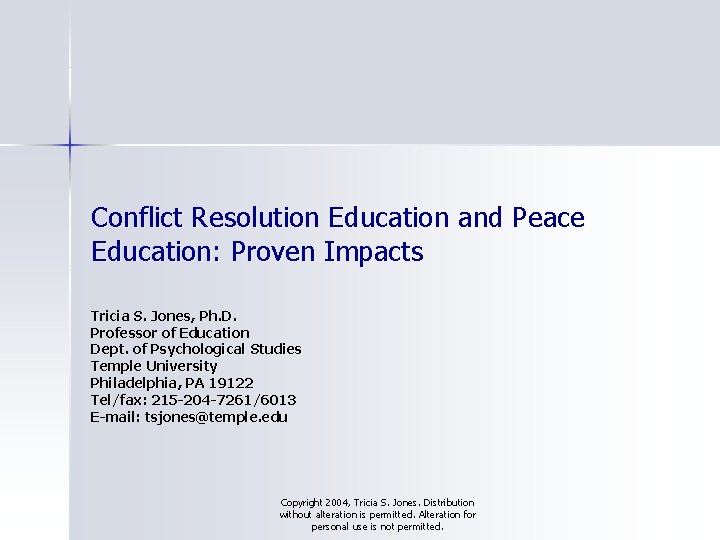 Conflict Resolution Education and Peace Education Proven Impacts