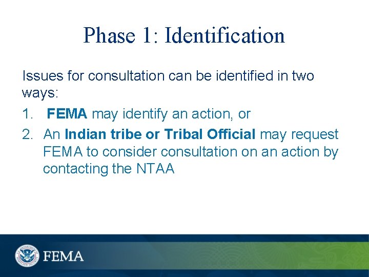 FEMA Tribal Consultation Policy FEMAs Mission To support