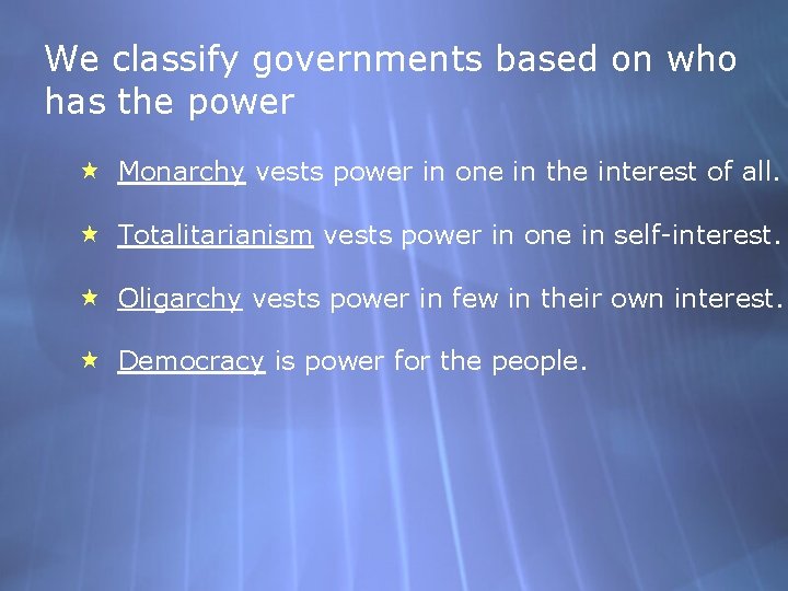 Purpose of Government Unit I Roots of American