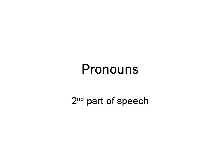 Pronouns 2 nd part of speech Definition Pronouns