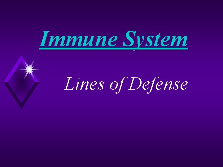 Immune System Lines of Defense First Line of