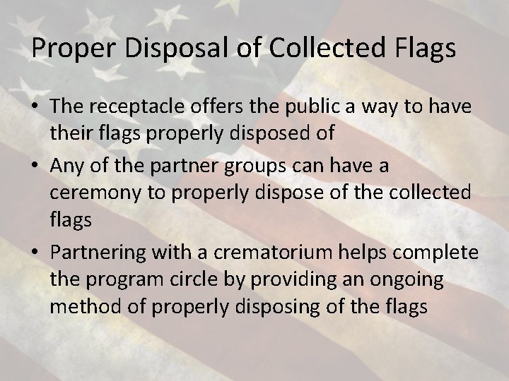 U S Flag Recycle Receptacle Project Presented by