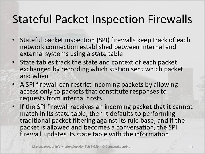 MANAGEMENT of INFORMATION SECURITY Fifth Edition MANAGING NETWORK