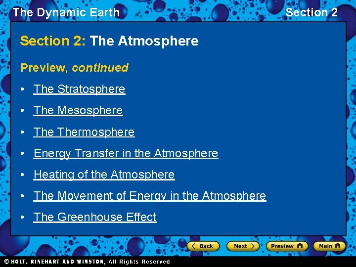 The Dynamic Earth Section 2 The Atmosphere Preview