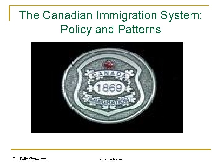 The Canadian Immigration System Policy and Patterns The
