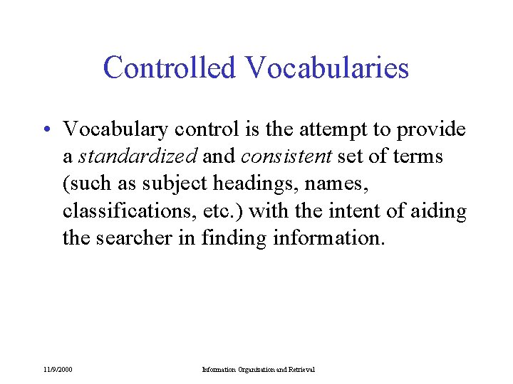 Information Structures and Metadata University of California Berkeley