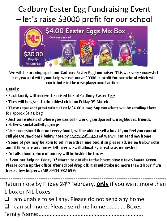 Cadbury Easter Egg Fundraising Event lets raise 3000