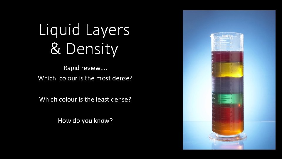 Liquid Layers Density Rapid review Which colour is