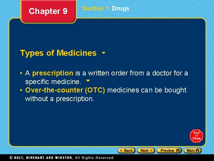 Chapter 9 Section 1 Drugs Preview Bellringer Key