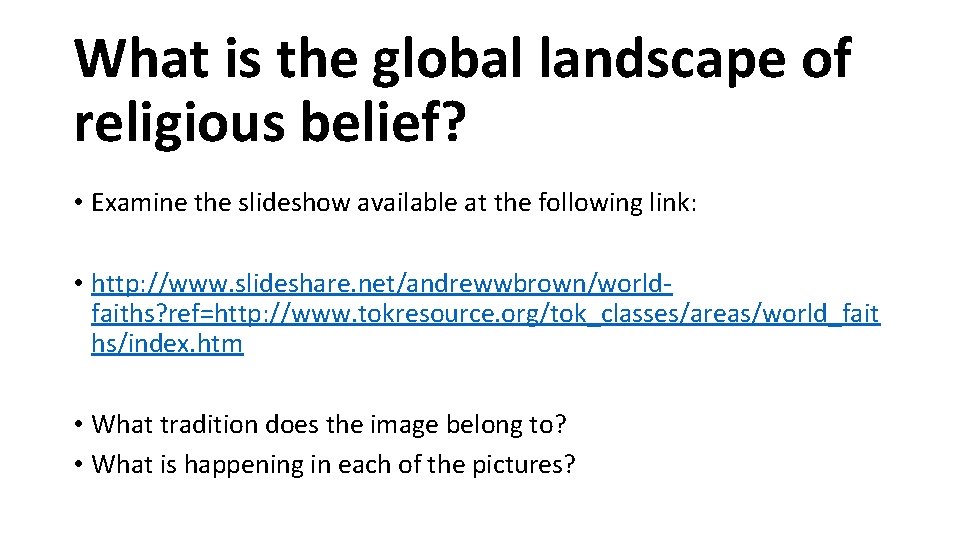Religious Knowledge Systems What is the global landscape