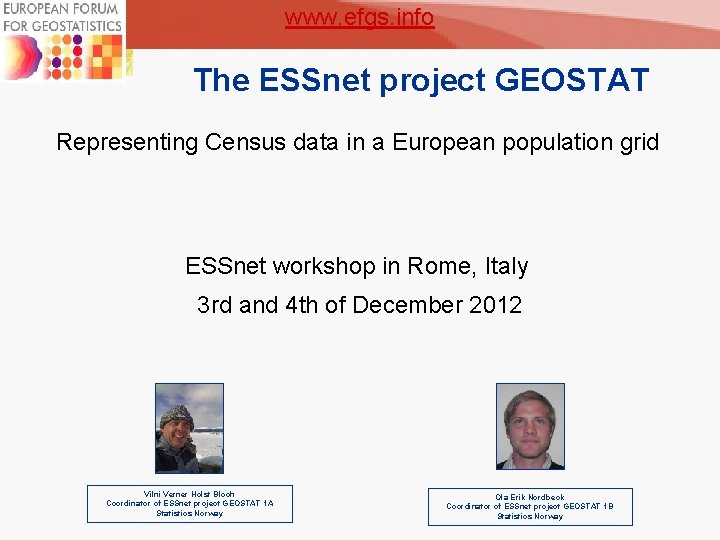 www efgs info 1 The ESSnet project GEOSTAT