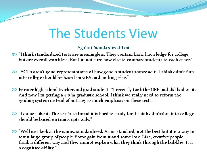 Standardized Testing good or bad Cornell Freeney Mackenzy