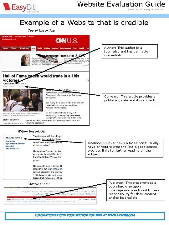 Citing a website article MLA Website Evaluation Guide