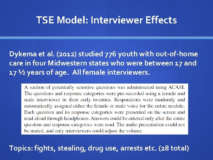 SESRI Workshop on Surveybased Experiments Session 5 Methods