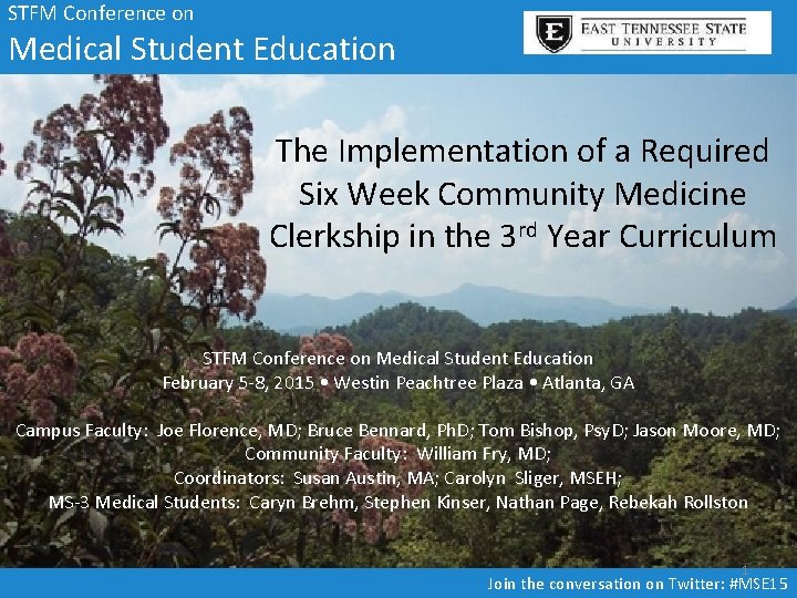 STFM Conference on Medical Student Education The Implementation