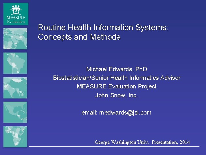 Routine Health Information Systems Concepts and Methods Michael