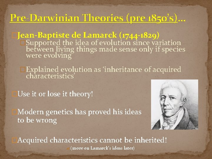 Theories of Evolution Who why when Evolution Notes