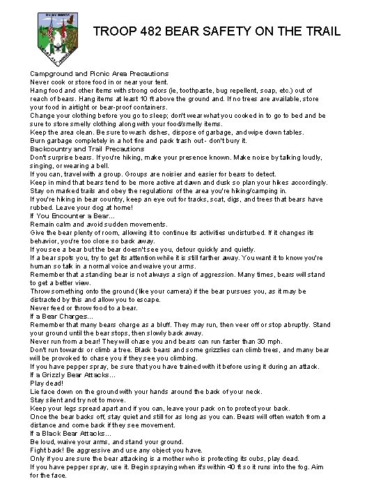 TROOP 482 MOUNTAIN LION SAFETY 1 Buddy System