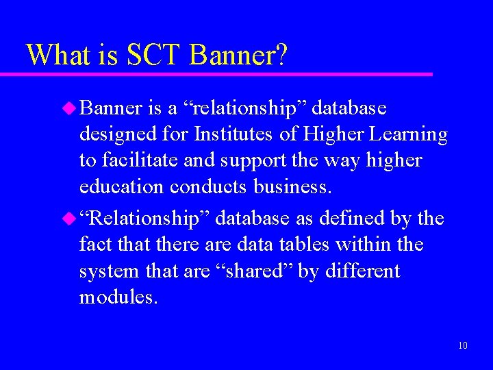 SCT Banner General Overview Level 1 Training 1