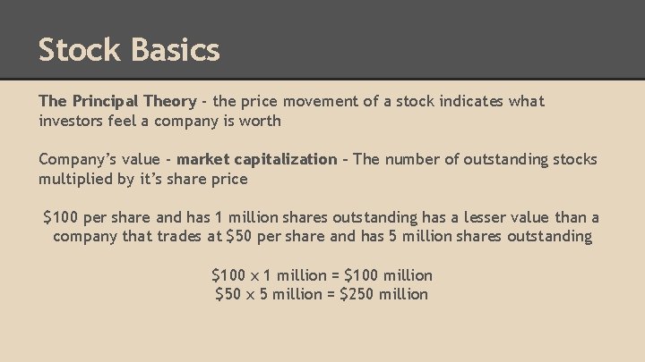 Stock Basics Ms Zucchero Stock Basics Stock prices