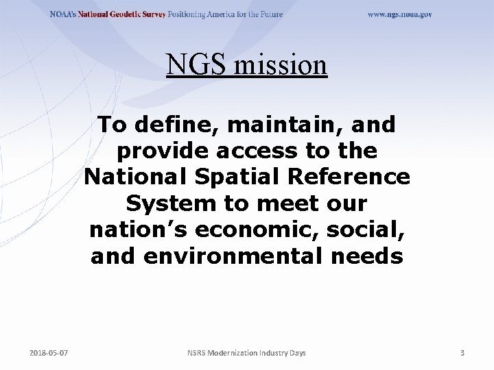 Modernizing the National Spatial Reference System Contextual Background
