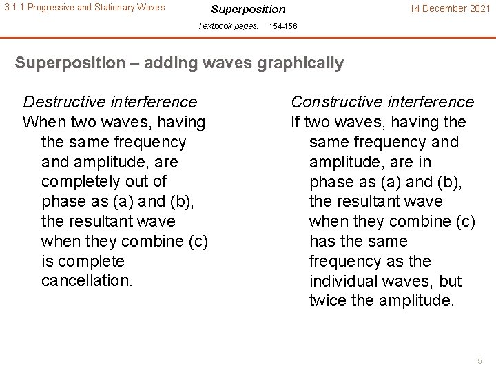 3 1 1 Progressive and Stationary Waves Superposition