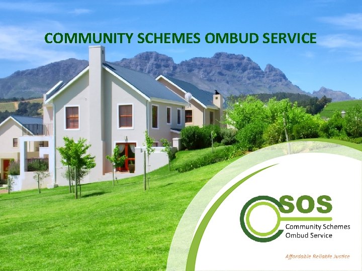 COMMUNITY SCHEMES OMBUD SERVICE 1 Presentation Contents 1