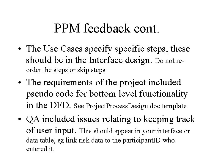 Tutorial Week 7 PPM feedback PSR and Project