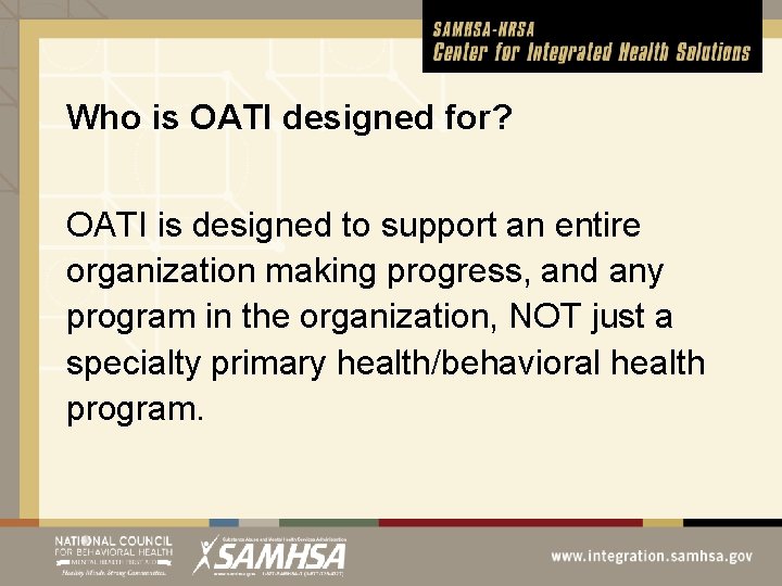 Organizational Assessment Toolkit OATI for Primary and Behavioral