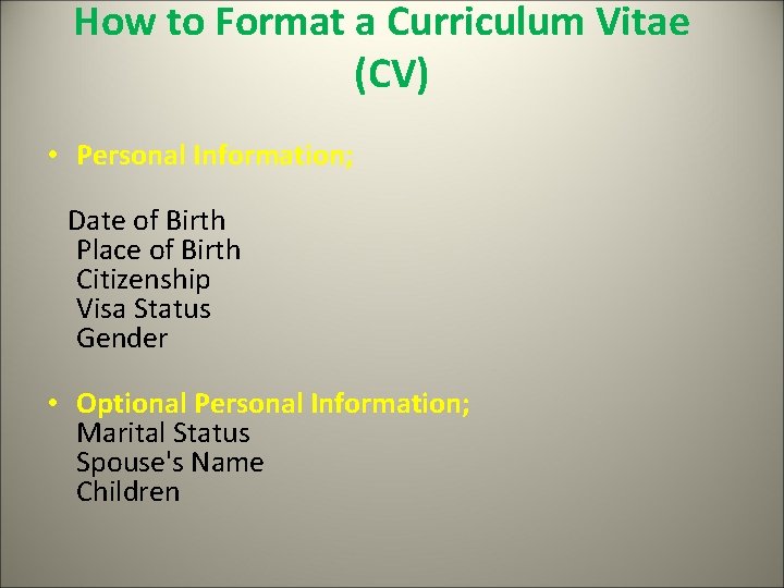 Writing your C V By Jameel A Alata