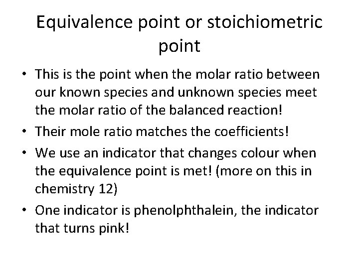 STOIchio METRY Lesson 2 Molar Concentration Remember that