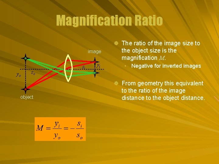 Magnification Image Size The image produced by a