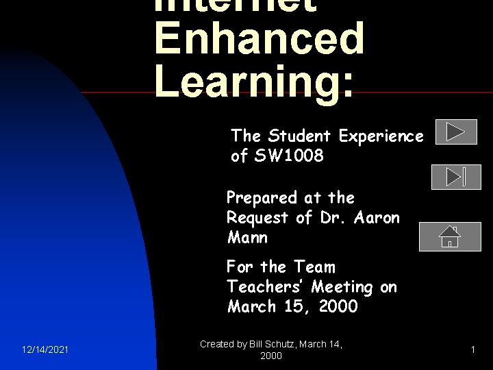 Internet Enhanced Learning The Student Experience of SW