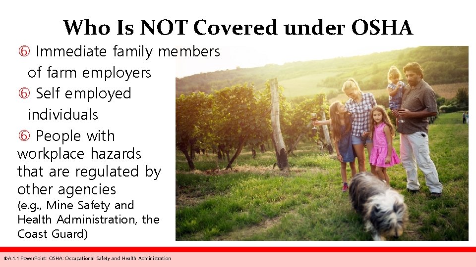 Key Point OSHA enforces safe and healthful working