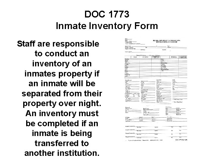 Inmate Personal Property AR 711 Authority 711 Administrative