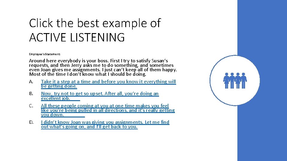 Active Listening Exercise Team Member Situations view this
