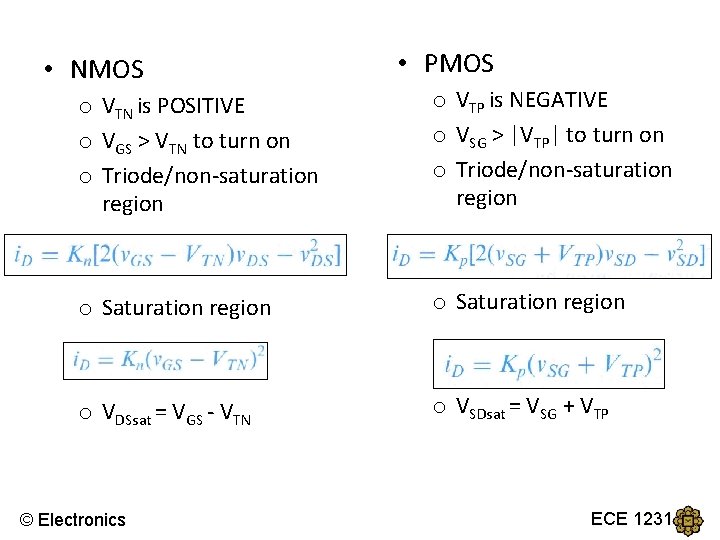 Chapter 6 The Field Effect Transistor Electronics ECE