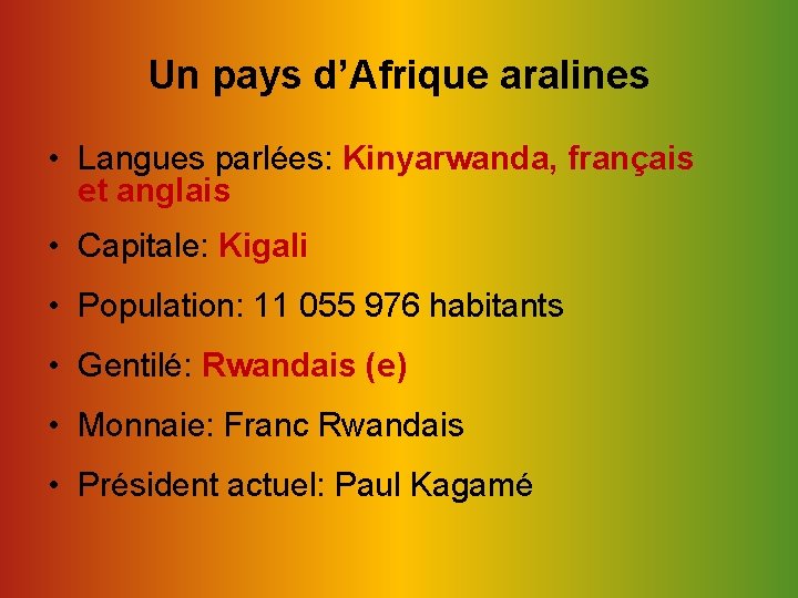 Le Rwanda en 1994 Un pays dAfrique aralines