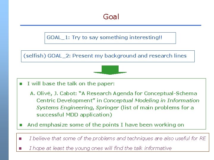 A Research Agenda for ModelDriven Development Jordi Cabot