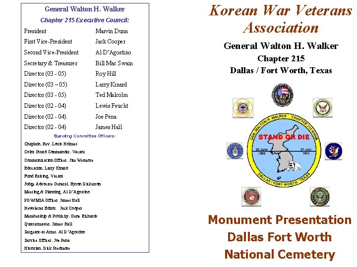 General Walton H Walker Chapter 215 Executive Council