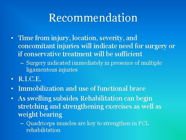 Posterior Cruciate Ligament PCL Tear Development of PCL