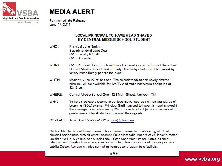 Media Relations www vsba org Media Relations Tools