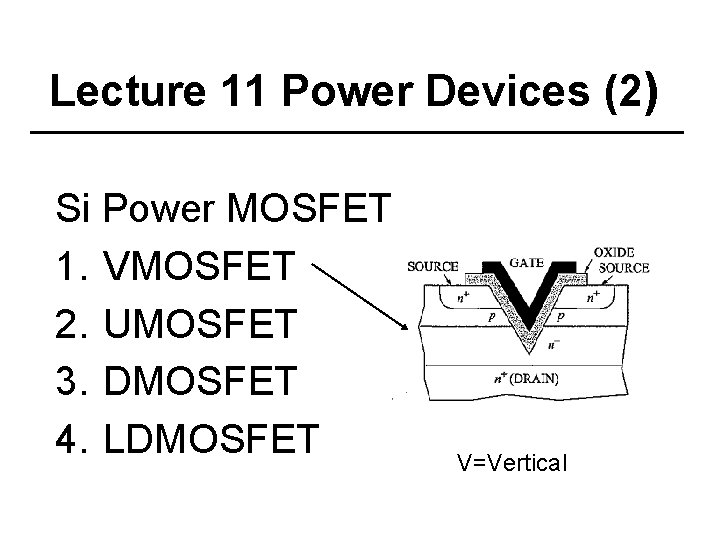 Lecture 11 Power Devices 2 Si Power MOSFET
