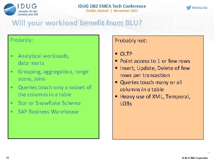 DB 2 BLU Best Practices Lessons Learned from