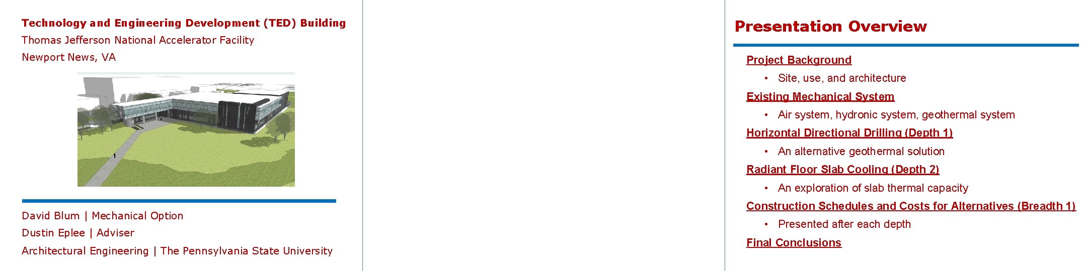 Technology and Engineering Development TED Building Thomas Jefferson