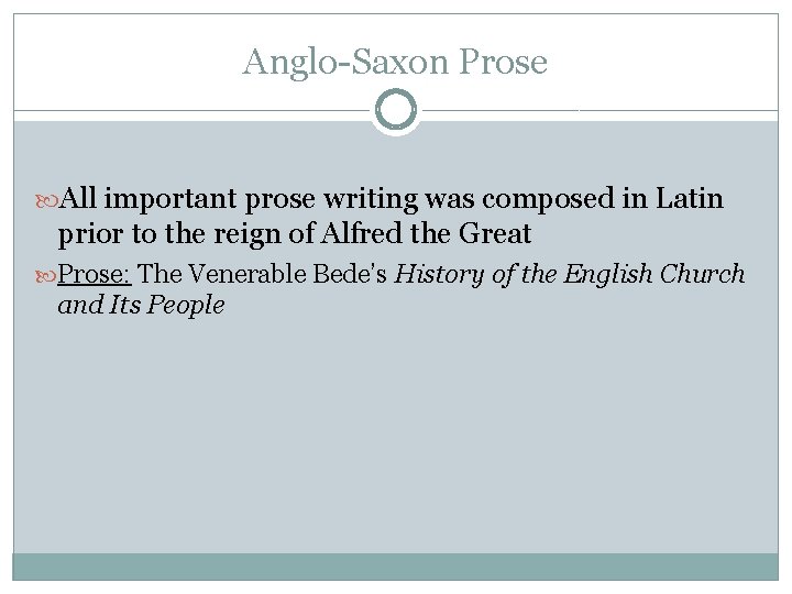 Introduction to British Literature ANGLO SAXON AND MEDIEVAL