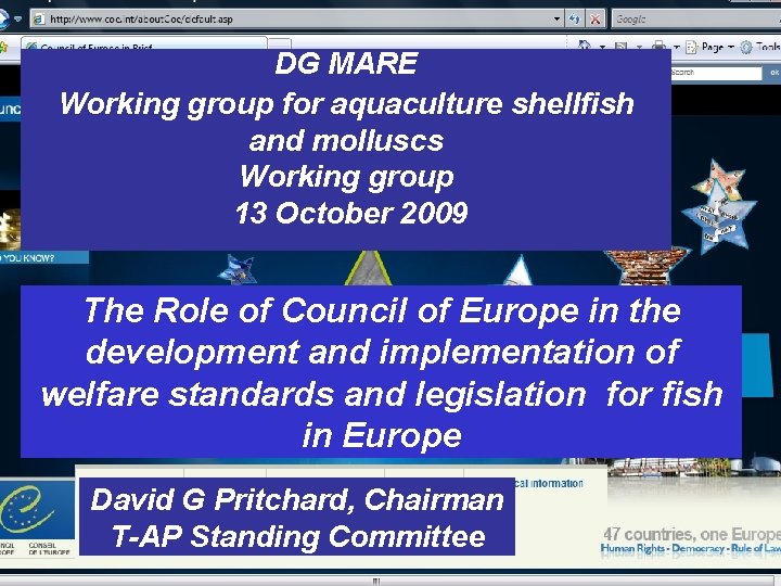 DG MARE Working group for aquaculture shellfish and