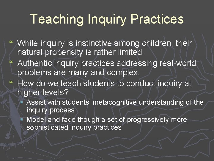 Levels of Inquiry Helping teachers help students find