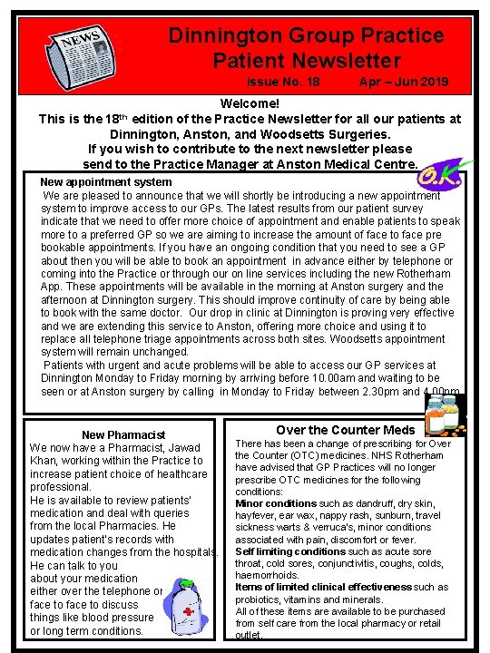Dinnington Group Practice Patient Newsletter Issue No 18