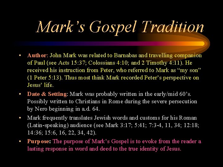 The Gospels of Matthew and Mark Abraham Isaac